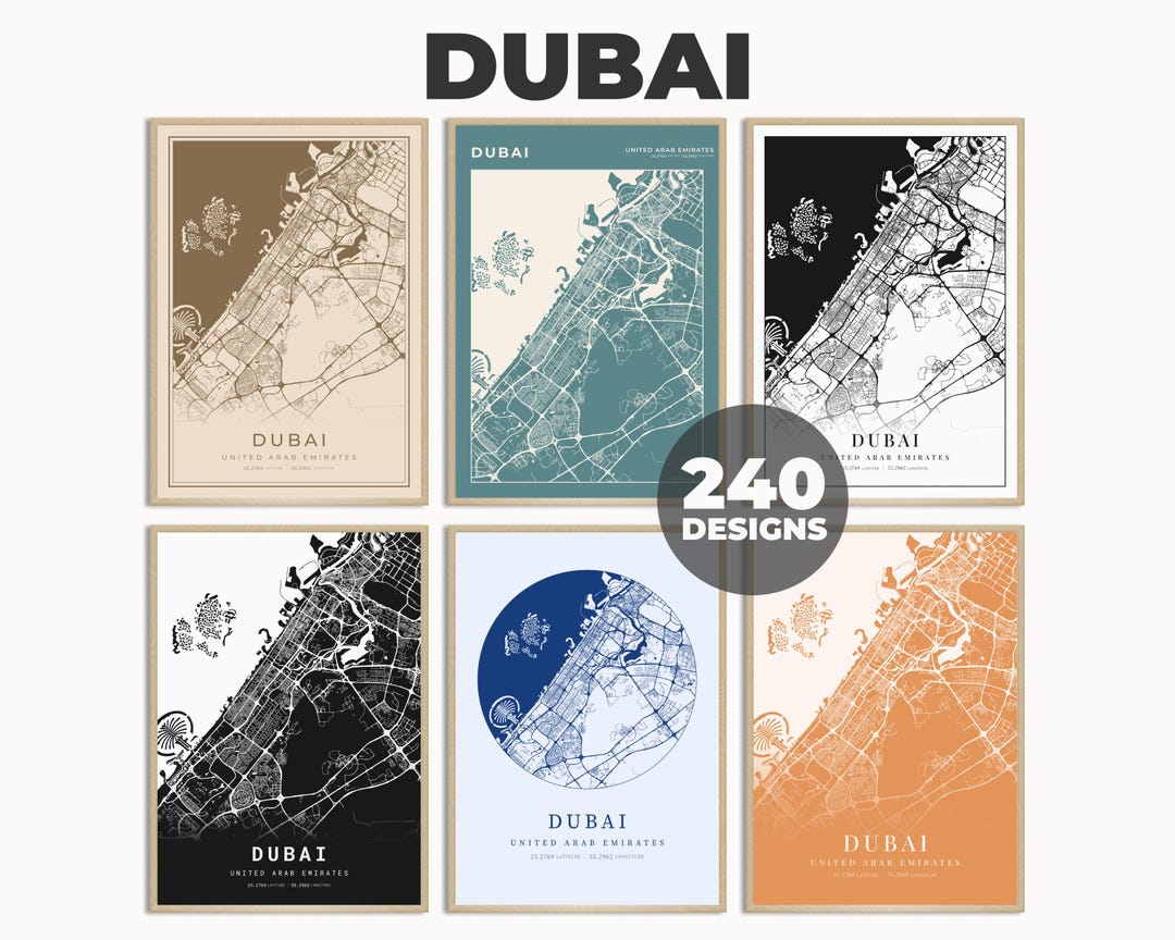 Dubai Map Print, Dubai Road Map Poster, Dubai City Wall Art, Dubai ...
