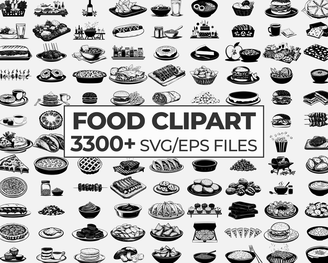 Food Illustrations Bundle, Culinary Clipart Set, Food Digital ...