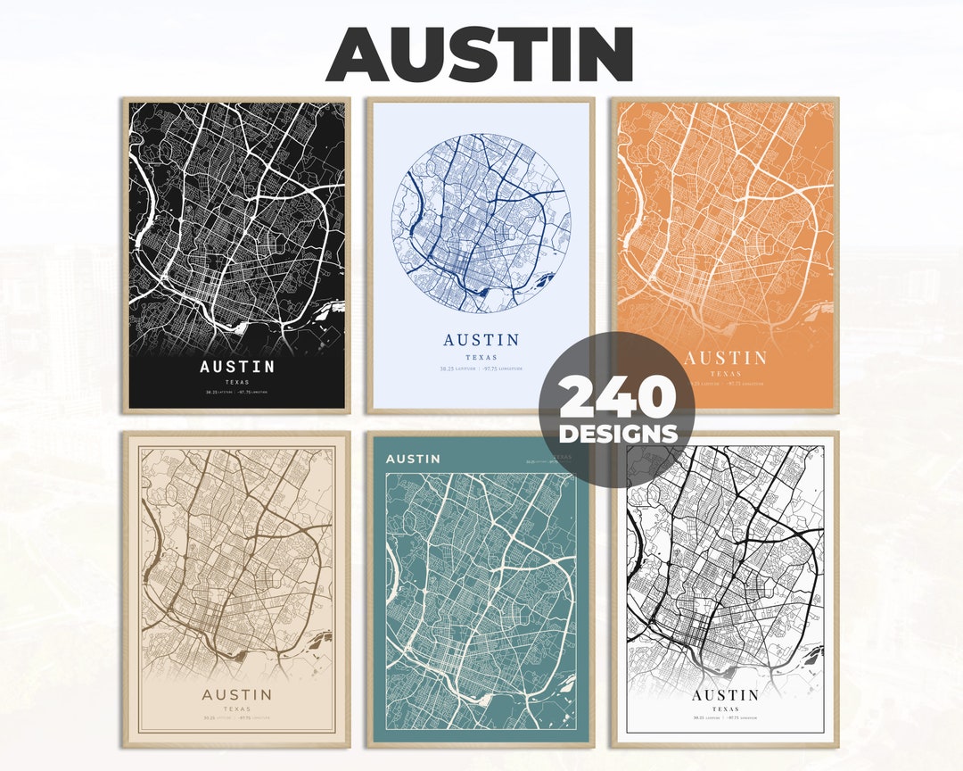 Austin Print, Austin Map Art, Austin Map Poster, Map Print, Map Wall ...