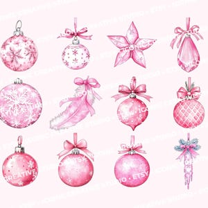 Christmas Tree Ornaments Clip Art, Pink Tree Ornaments Clipart, Festive ...