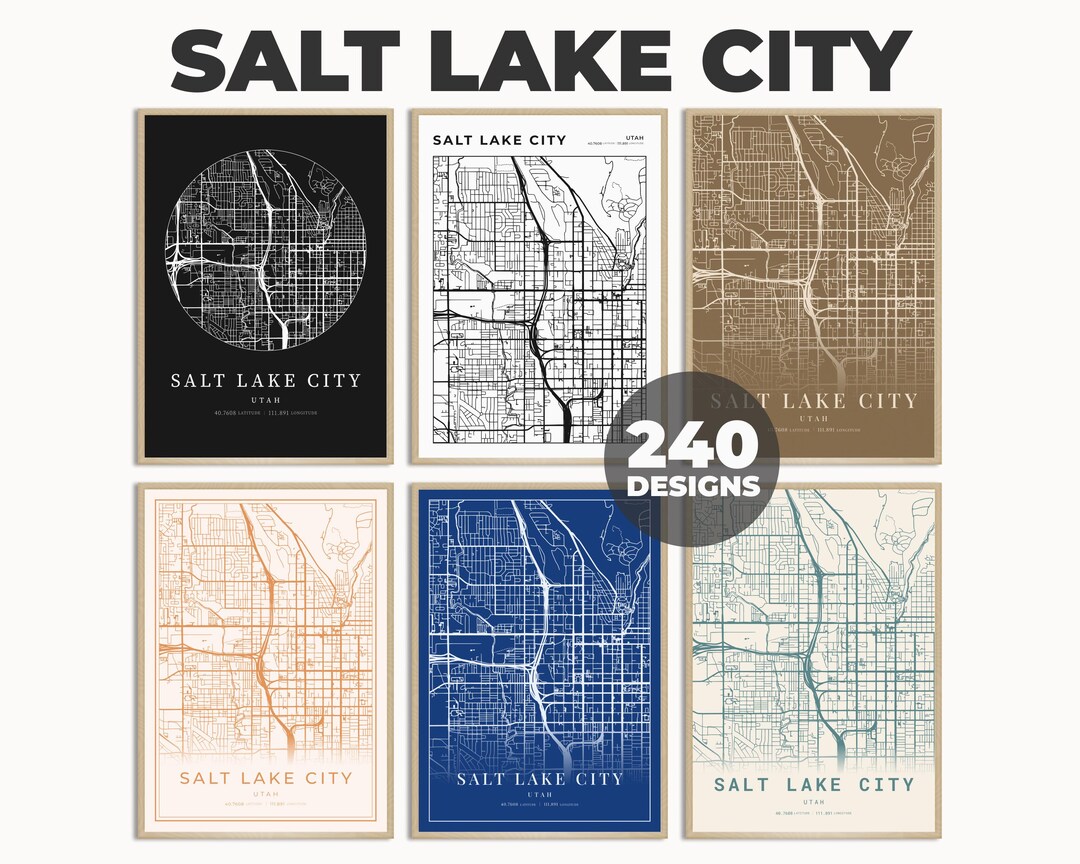 Salt Lake City Map Art, Salt Lake City Wall Poster, Salt Lake City ...