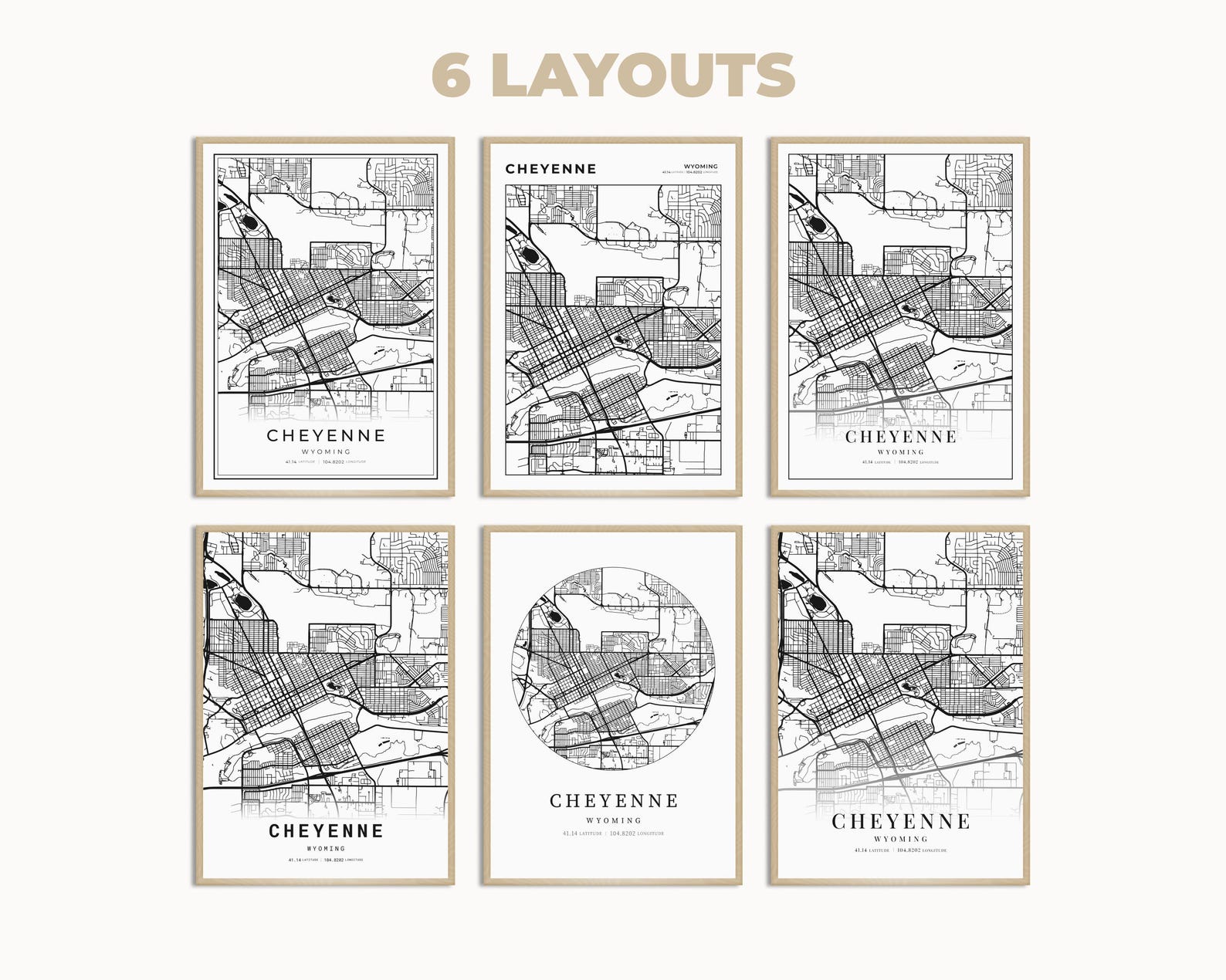 Cheyenne Map Poster, Cheyenne Wall Art, Cheyenne City Map Print ...