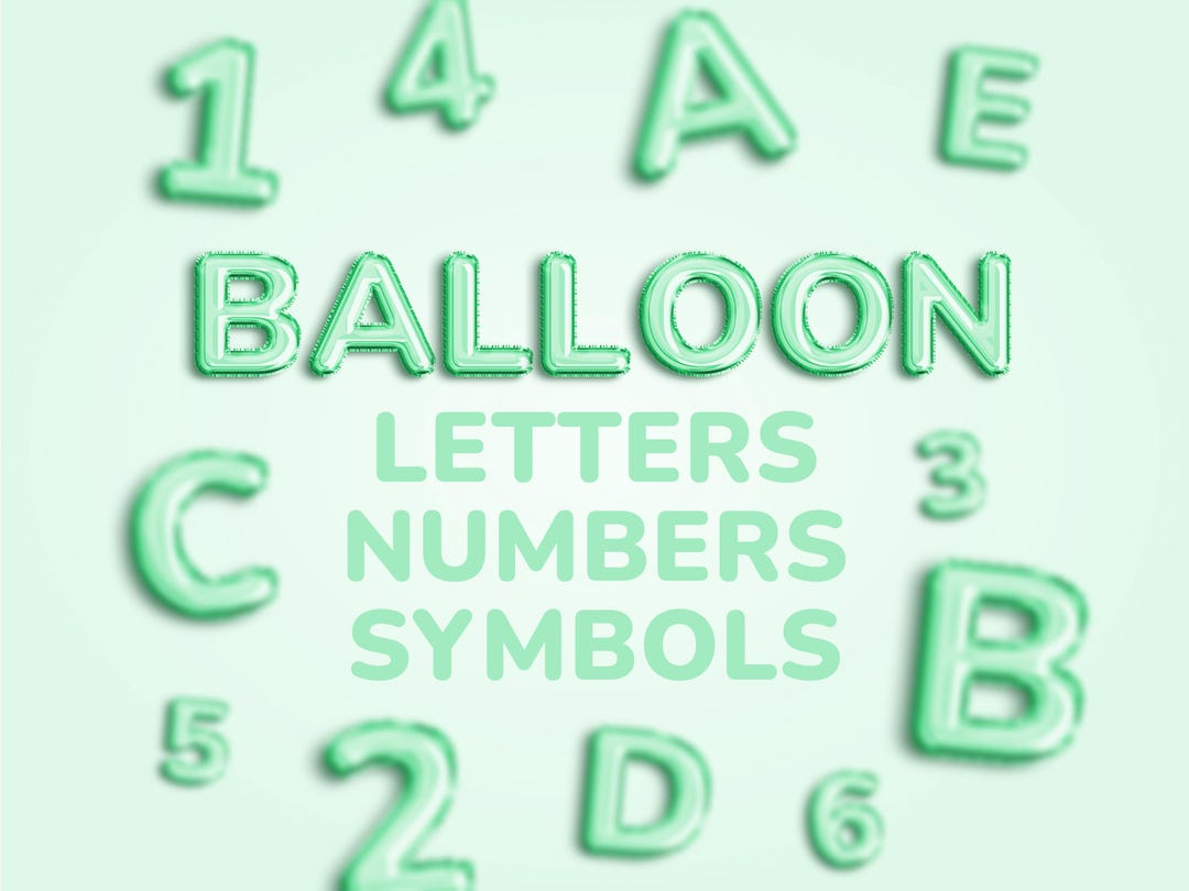 Mint Foil Balloon Numbers and Letters Clipart Bundle, Metallic Mint ...