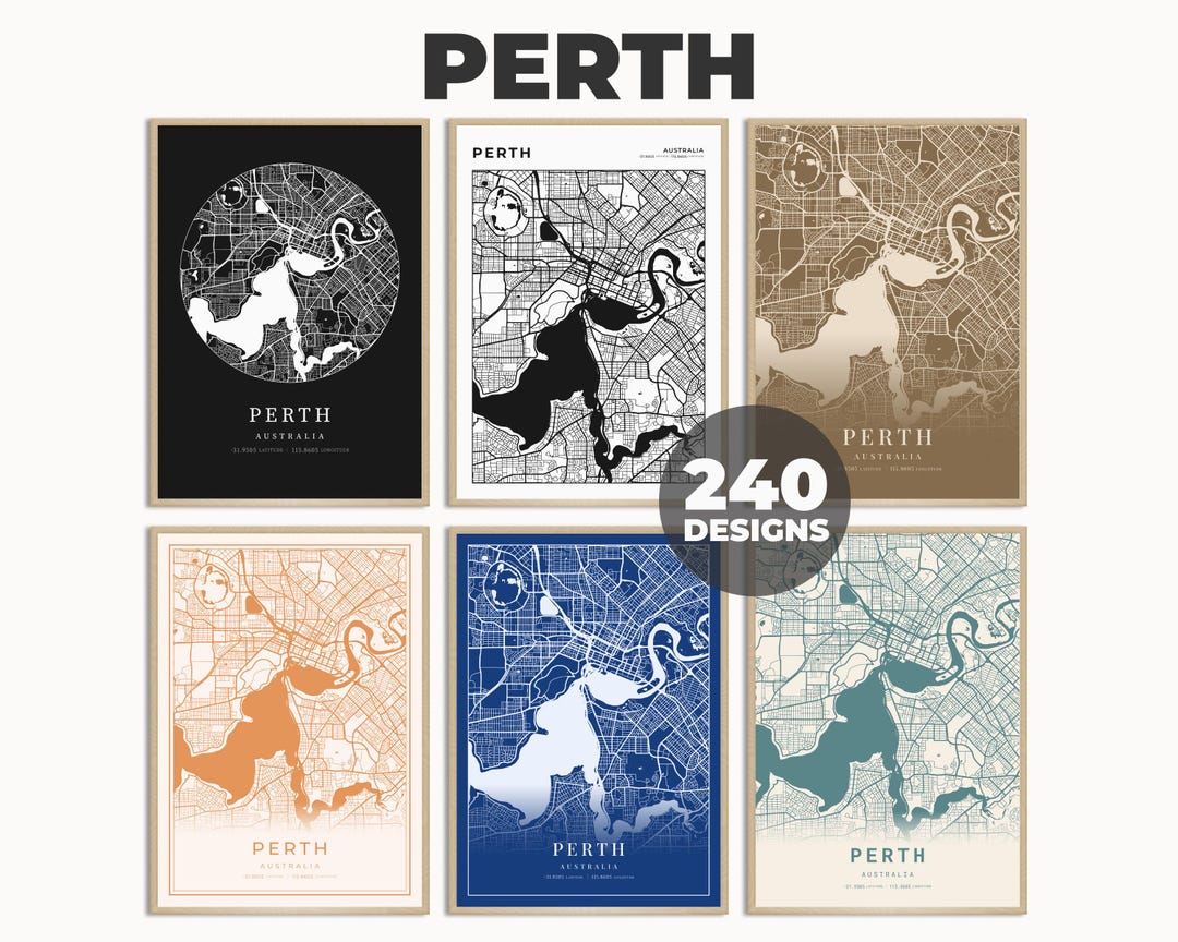 Perth Street Map Art, Perth City, Perth Map Print, Australia Print ...