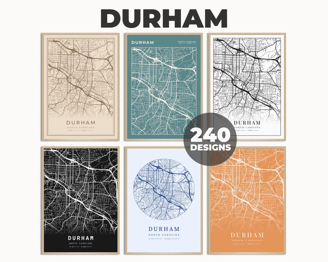 Durham Street Map Art, Durham Wall Decor, Durham Wall Poster, Map of ...