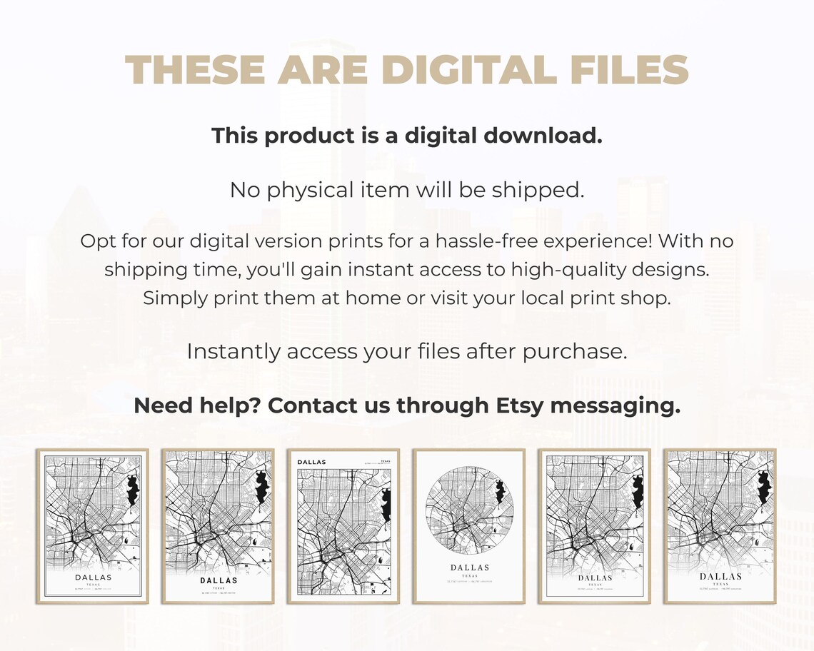 Dallas Map Art, Dallas City Poster, Map of Dallas , Dallas Wall Art ...