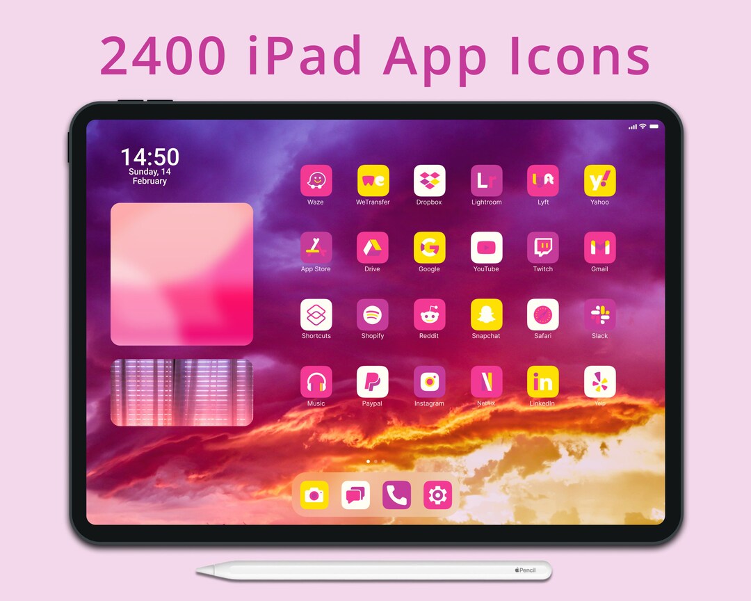 Purple Sky Themed iPad App Icons | Aesthetic App Icons | Pink iPad App ...