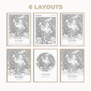 Riyadh City Street Map Artwork, Riyadh City Map Art, Modern Riyadh Wall ...