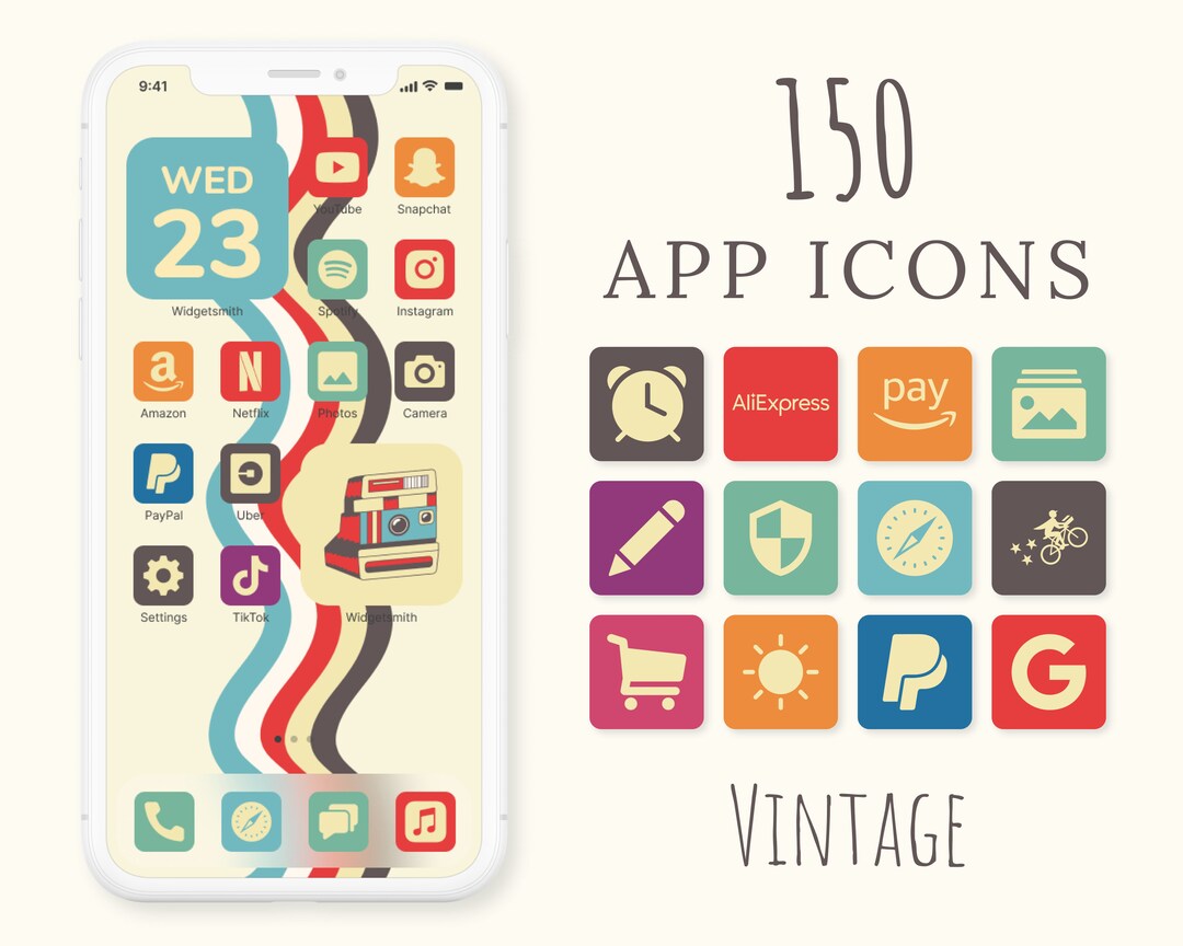 Vintage App Icons Bundle | 150 Aesthetic Custom Retro App Icons | Retro ...