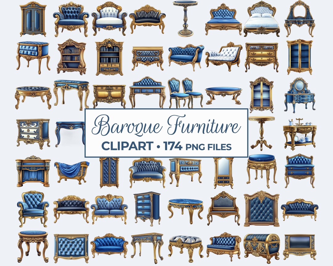 Baroque Furniture Clipart Bundle, Baroque Furniture Graphics, Baroque ...