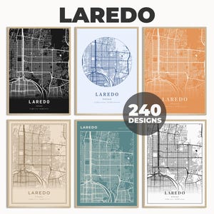 Laredo Map Art, Laredo City Poster, Laredo Wall Art, Laredo Road Map ...