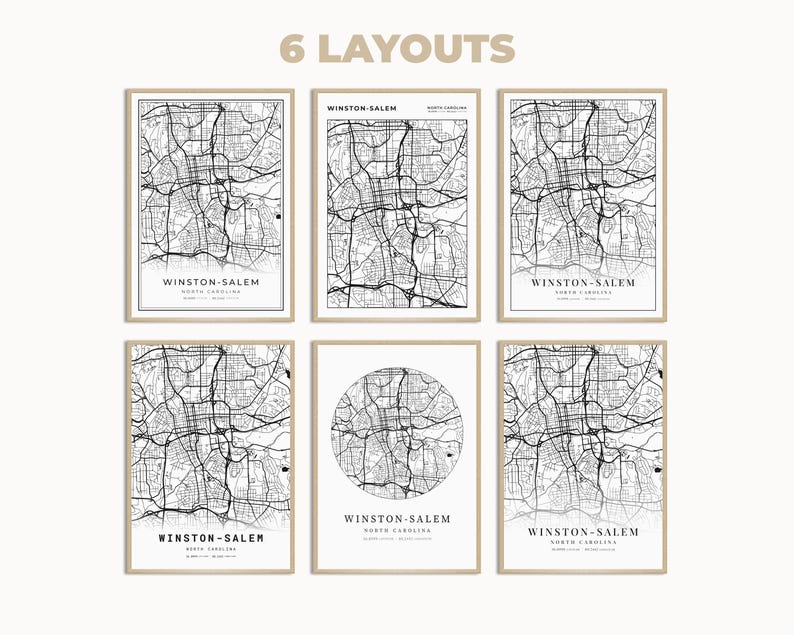 Winston-salem City Poster, Winston-salem Map Art, Winston-salem Wall ...