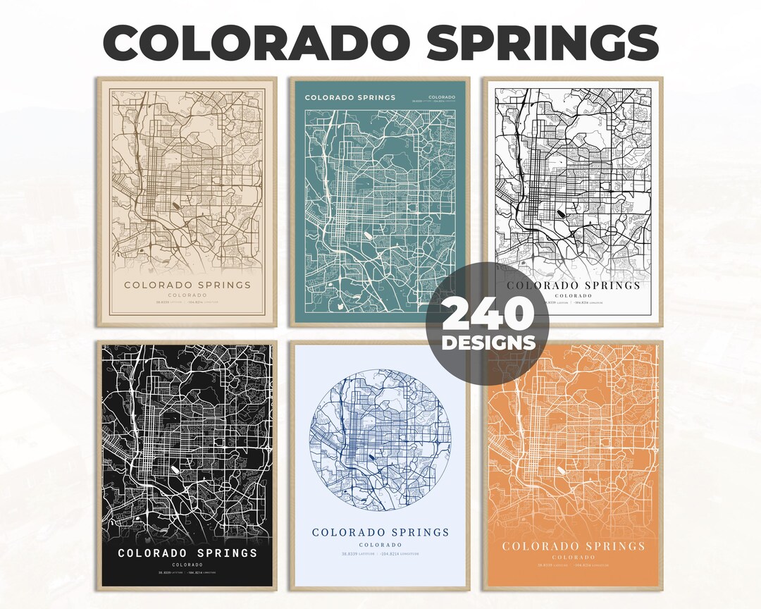 Colorado Springs Street Map Art, Colorado Springs Poster, Colorado ...