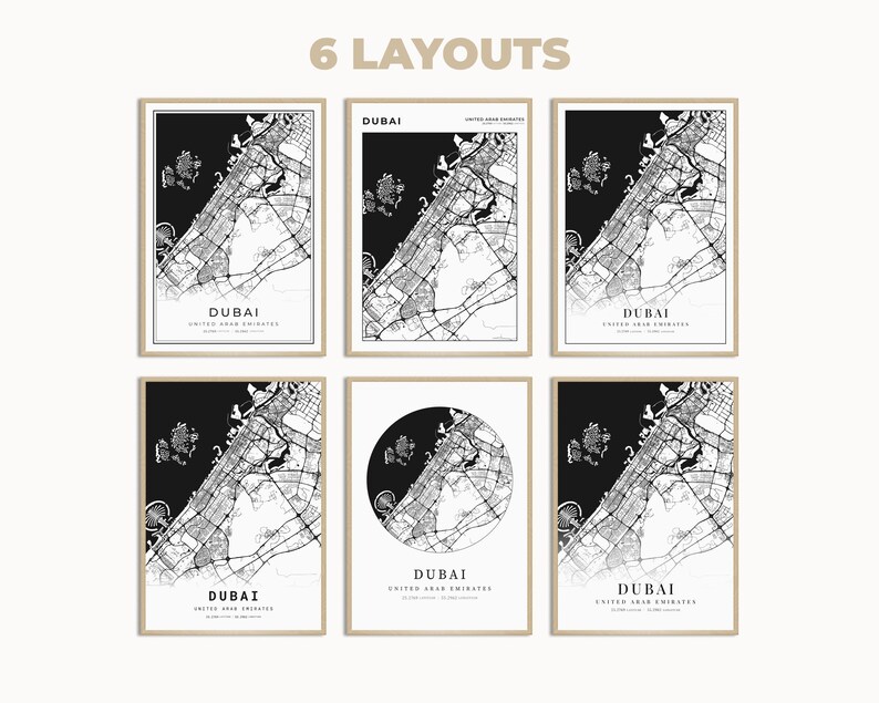 Dubai Map Print, Dubai Road Map Poster, Dubai City Wall Art, Dubai ...