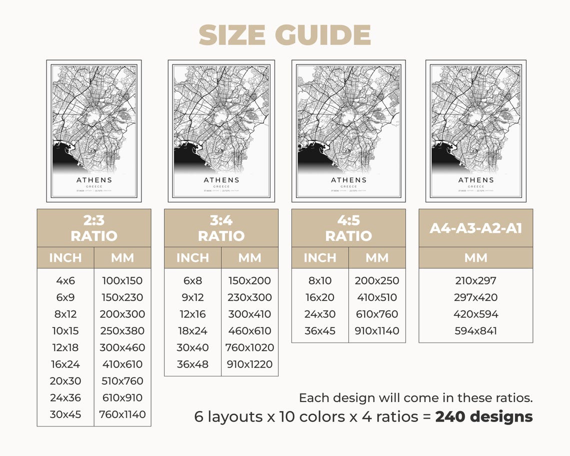 Athens Map Print, Athens Wall Art, Athens Cartography Map, Athens City ...