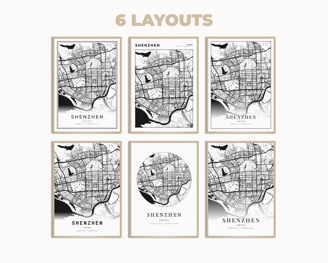 Shenzhen City Poster, Shenzhen Road Map Poster, Shenzhen Wall Poster ...