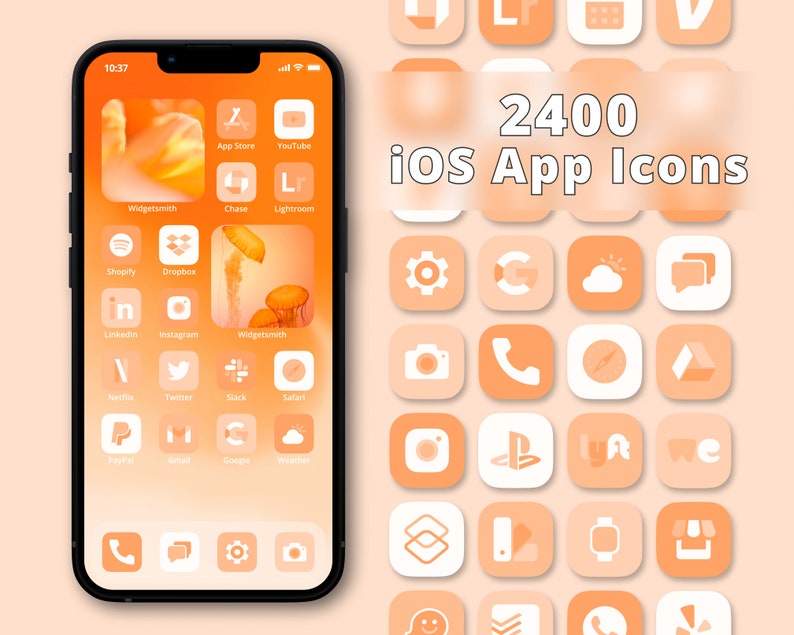 Orange App Icon Pack Aesthetic App Icons Orange App Covers - Etsy