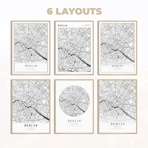 Map of Berlin, Berlin Cartography Map, Berlin City Wall Art, Germany ...