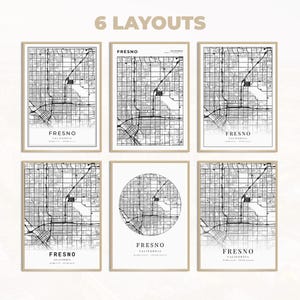 Map of Fresno, California Poster, Fresno Cartography Print, Fresno Wall ...