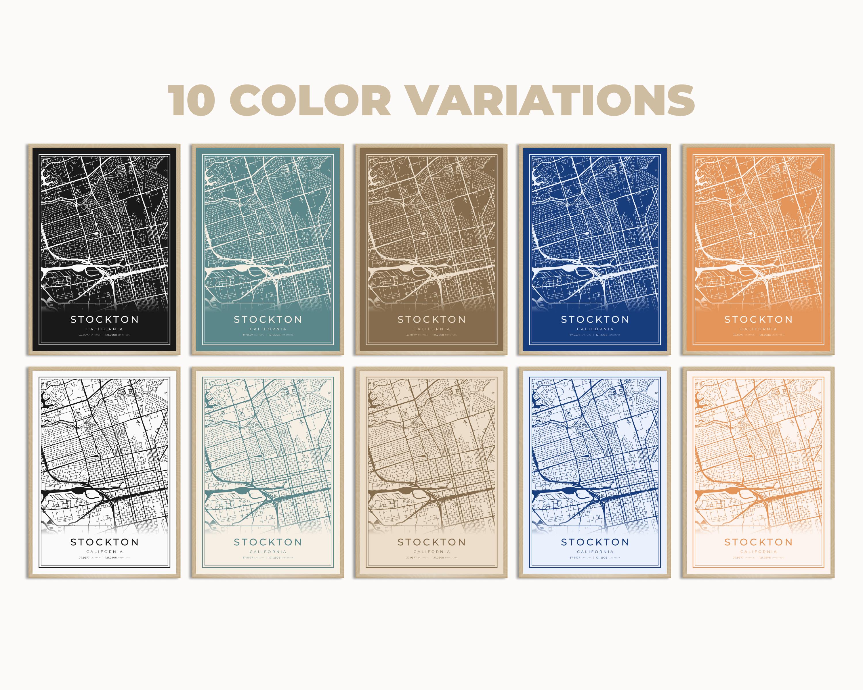 Stockton Map Poster, Stockton Road Map Poster, Stockton Cartography Map ...