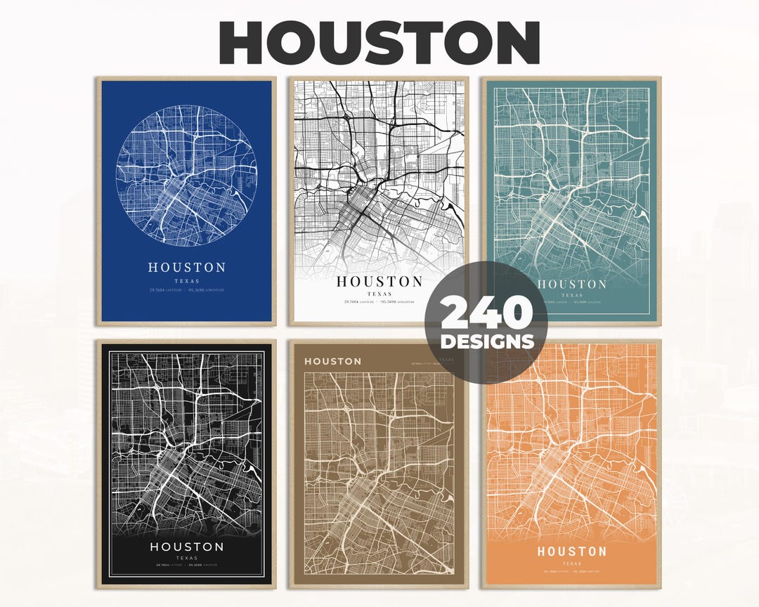Houston Wall Decor, Houston Road Map Poster, City Map Print, Houston ...