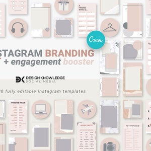 Canva Instagram Branding Kit + Engagement Booster | 100 Fully Editable ...