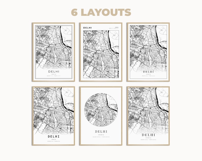 Delhi City Street Map Artwork, Minimalist Delhi Wall Decor, City Map ...