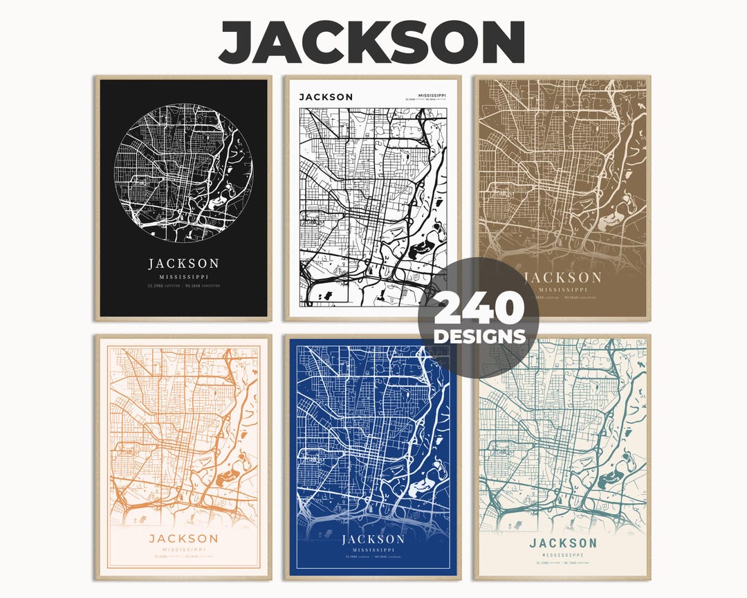 Jackson Map Print, Jackson Street Map Art, Jackson Wall Art ...