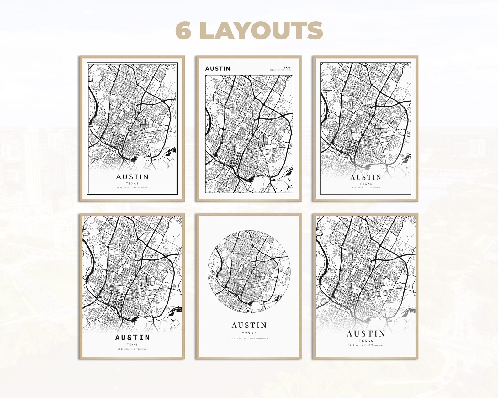 Austin Print, Austin Map Art, Austin Map Poster, Map Print, Map Wall ...