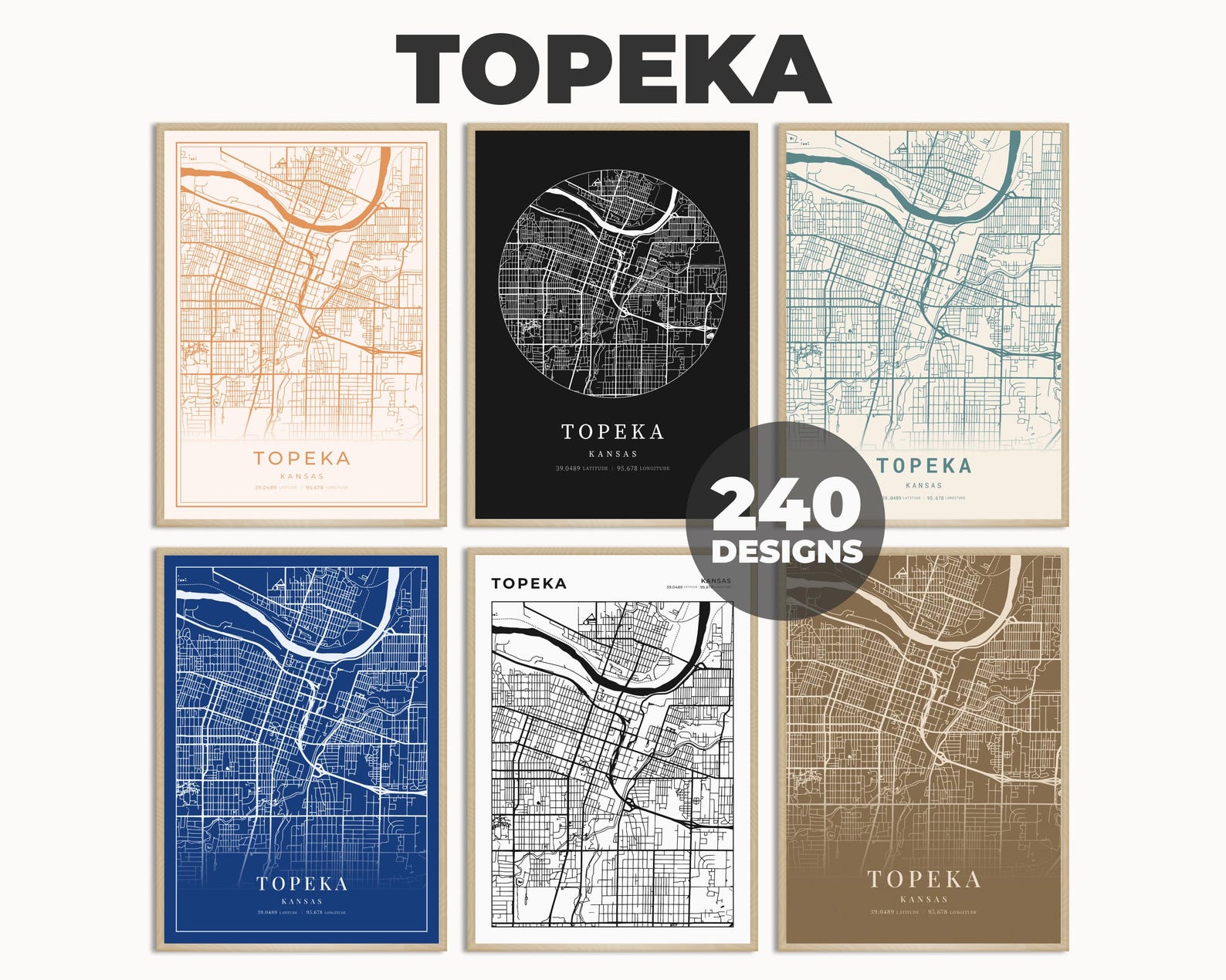 Topeka City Map Art, Topeka Wall Print, Topeka Wall Art, Kansas Print ...