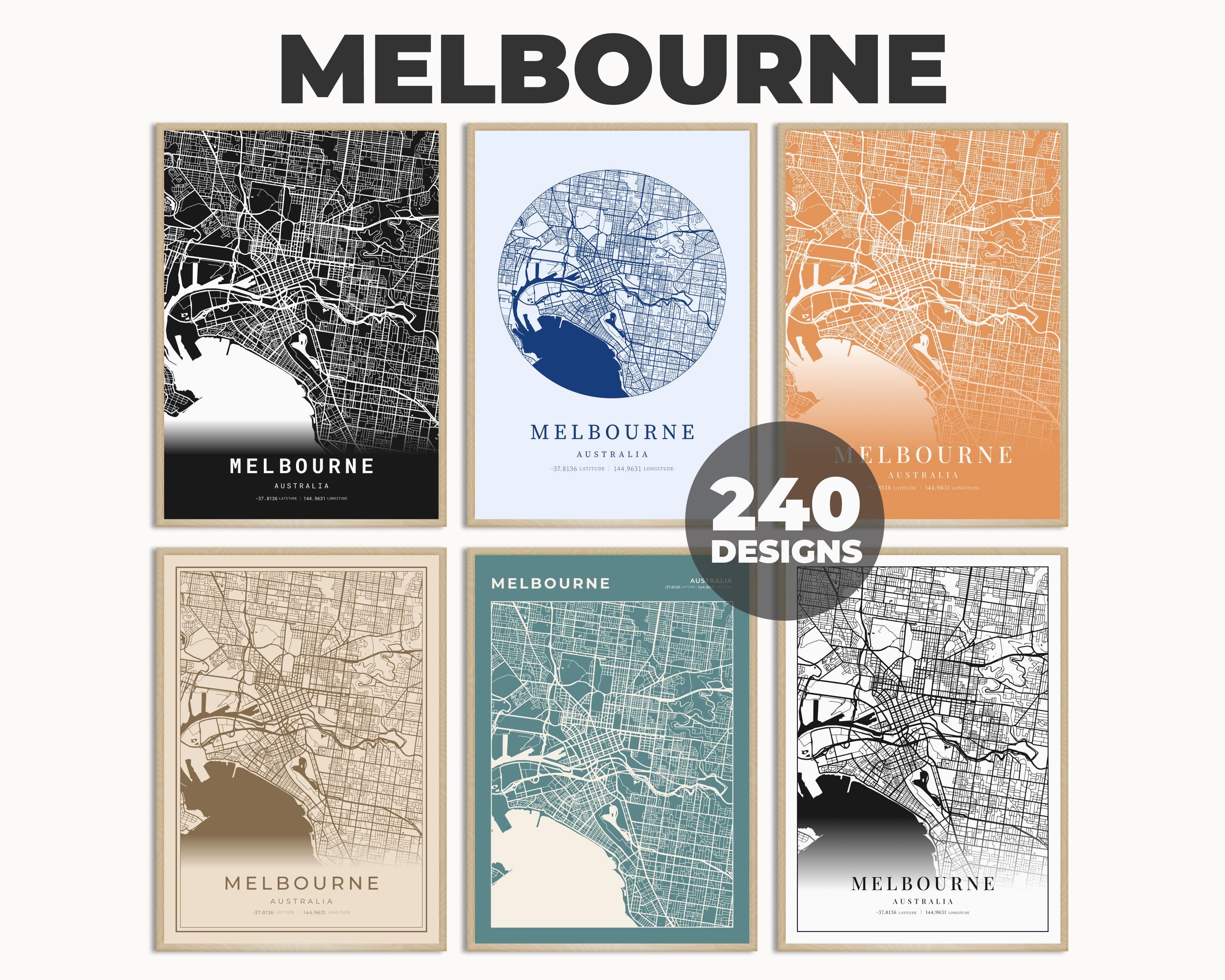 Melbourne City Map Art Print, Melbourne Wall Poster, Minimalist ...