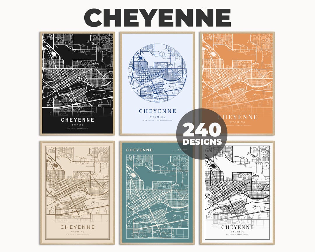 Cheyenne Map Poster, Cheyenne Wall Art, Cheyenne City Map Print ...
