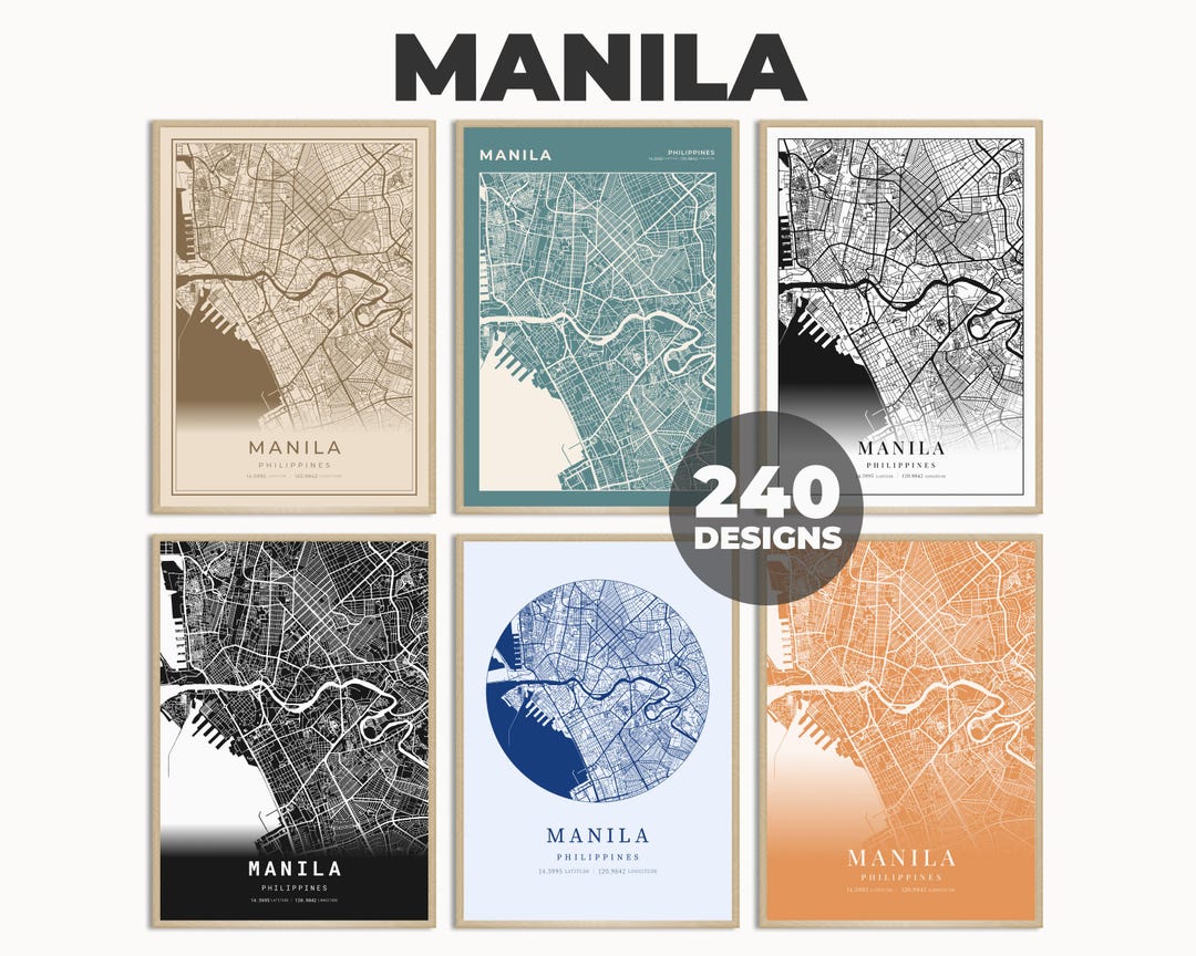 Manila City Map Print, Manila Street Map Wall Art, Minimalist Manila ...
