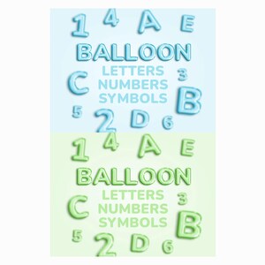 Balloon Letters and Numbers Clipart Bundle, Foil Balloons Alphabet PNG ...