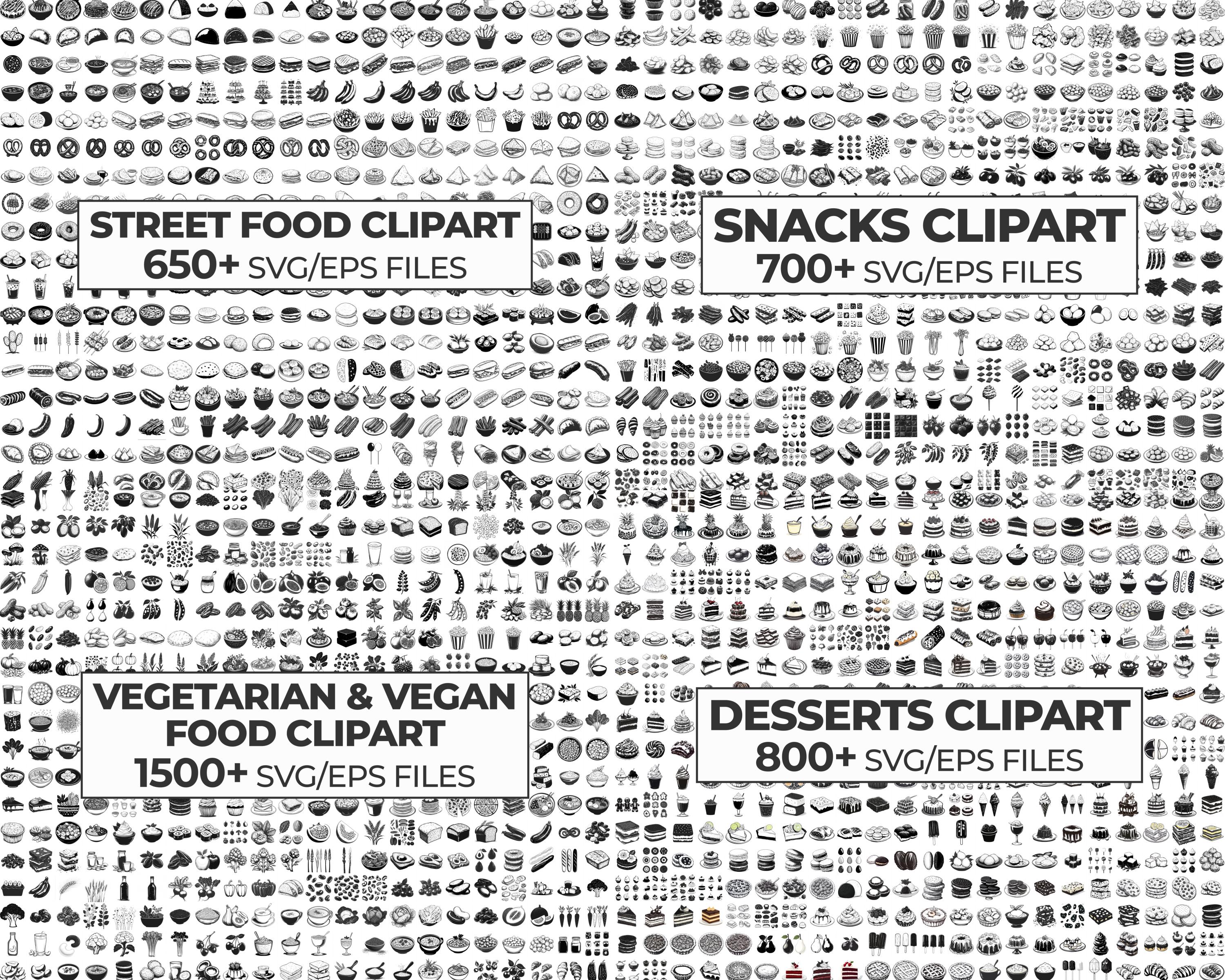 Food, Sweets and Drinks Clipart Bundle, Food SVG Bundle, Food Clipart ...