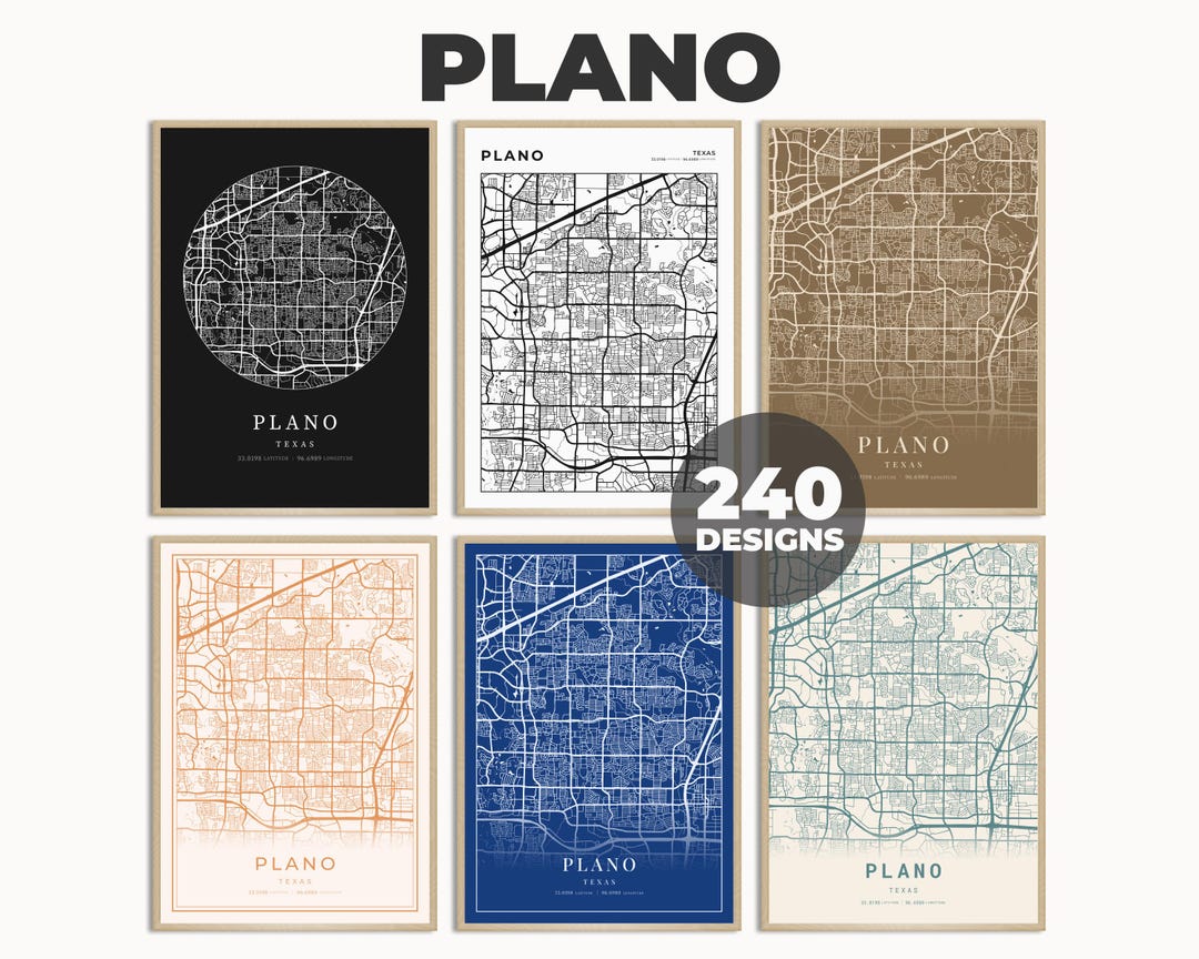 Plano Map Print, Plano Wall Decor, Plano City Print, Plano City Wall ...