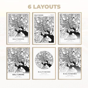 Baltimore City Art, Baltimore Wall Map, Maryland Poster, Baltimore ...