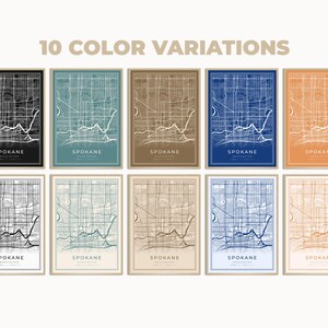 Spokane Map Art, Spokane City Wall Art, Spokane Street Map Art, Map of ...