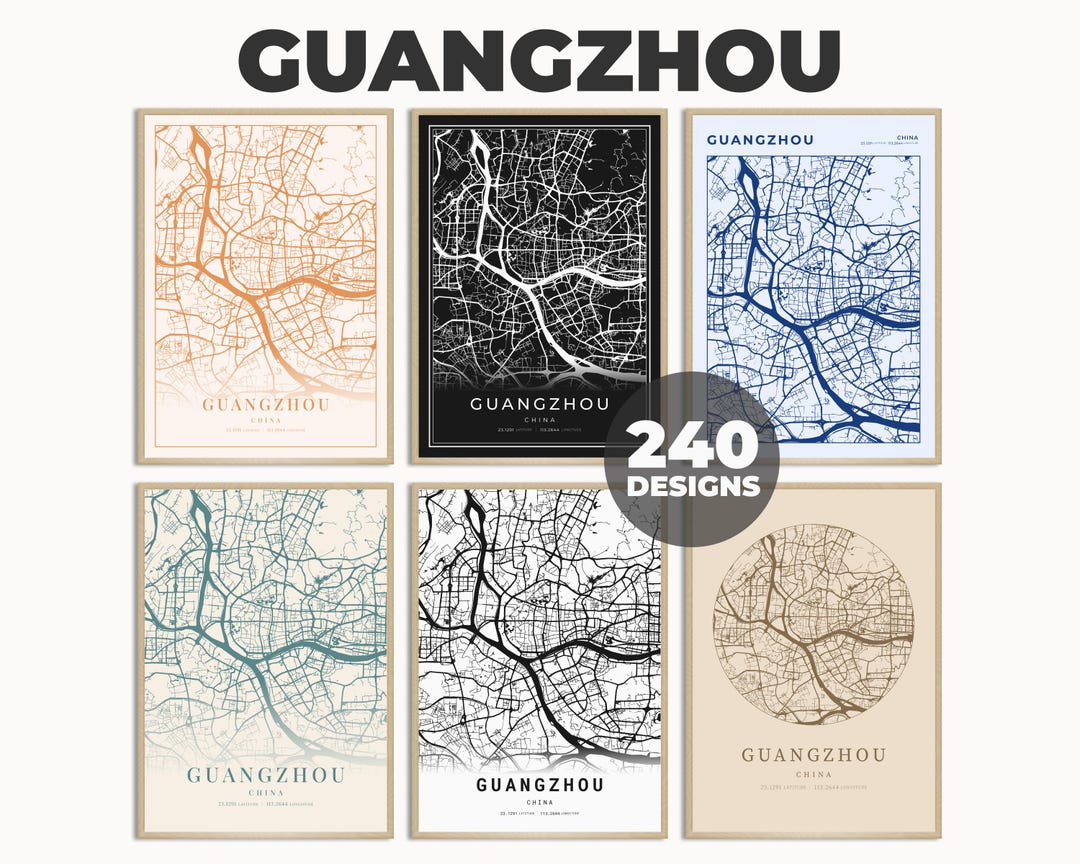 Urban Guangzhou Art Print, Guangzhou Map Poster, Modern Guangzhou Wall ...