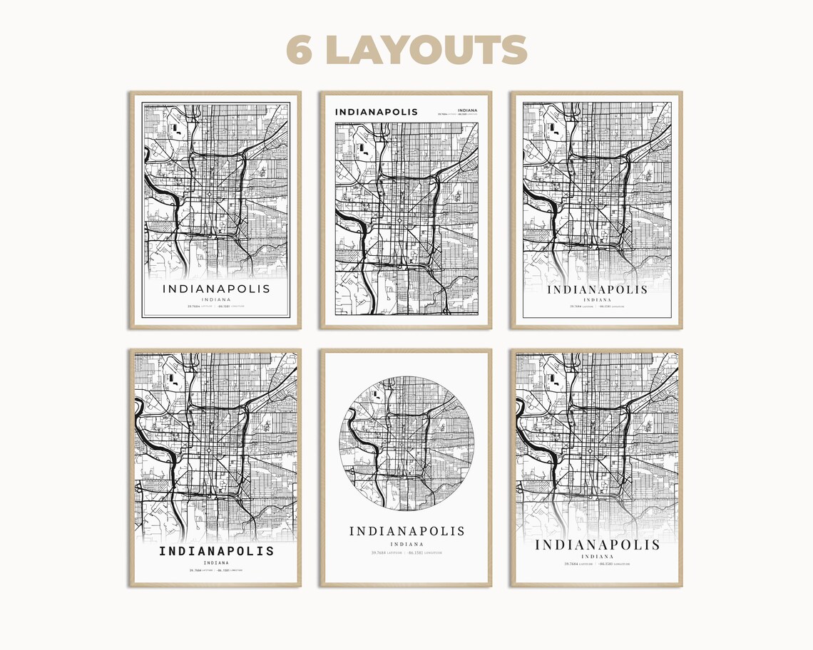 Indianapolis Map Print, Map of Indianapolis, Indianapolis Street Map ...