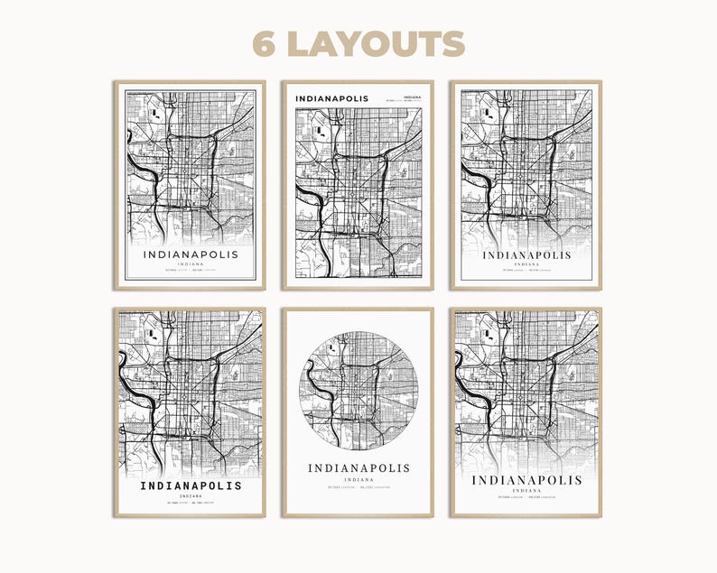 Indianapolis Map Print, Map of Indianapolis, Indianapolis Street Map ...