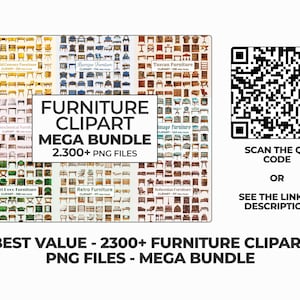 Bohemian Interior Design Clip Art, Boho Furniture Clipart Bundle ...
