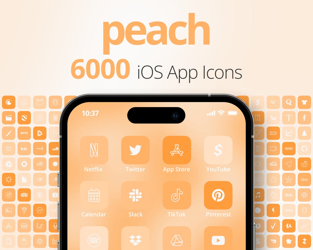 Peach iOS App Icons, Orange iPhone App Icons, Aesthetic App Icons for ...