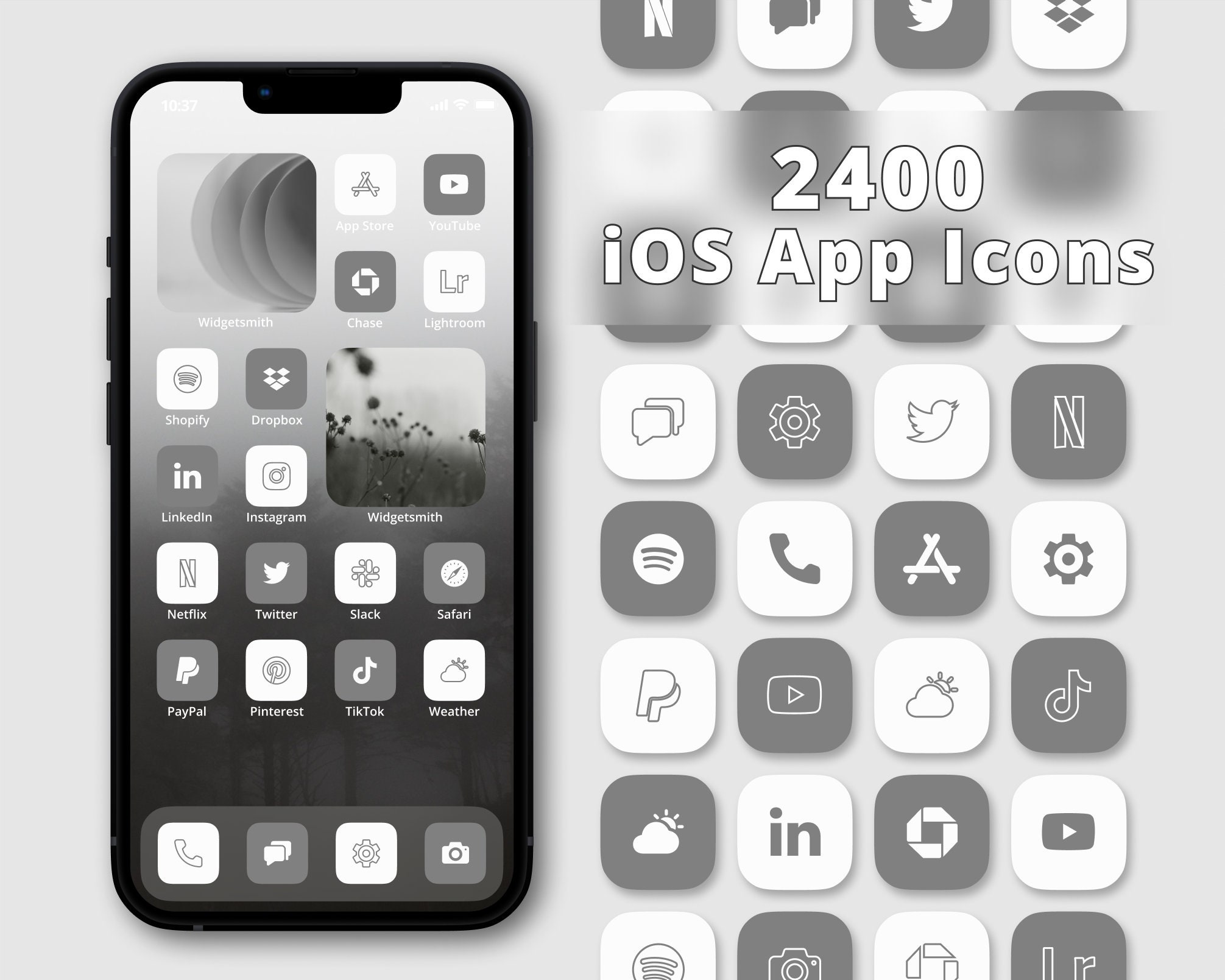 Gray App Icon Pack Aesthetic App Icons White App Covers - Etsy México