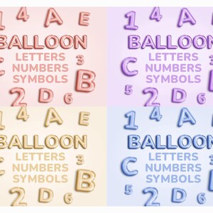 Balloon Letters and Numbers Clipart Bundle, Foil Balloons Alphabet PNG ...