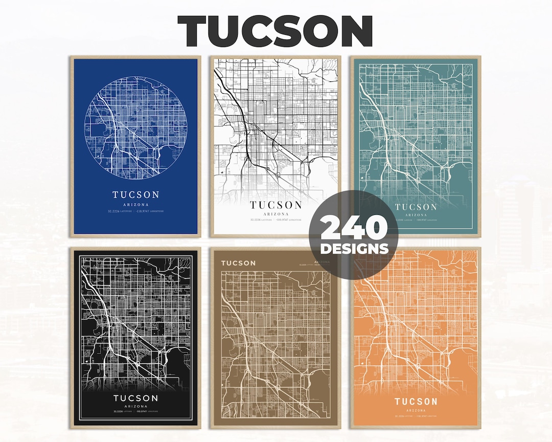 Tucson Poster, Tucson Map Poster, Tucson Street Map Art, Tucson City ...