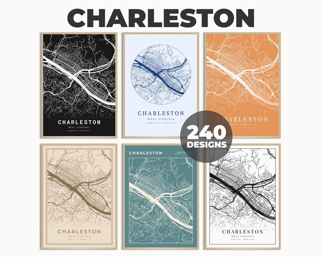 Charleston Map Print, Charleston City Wall Art, Charleston Cartography ...
