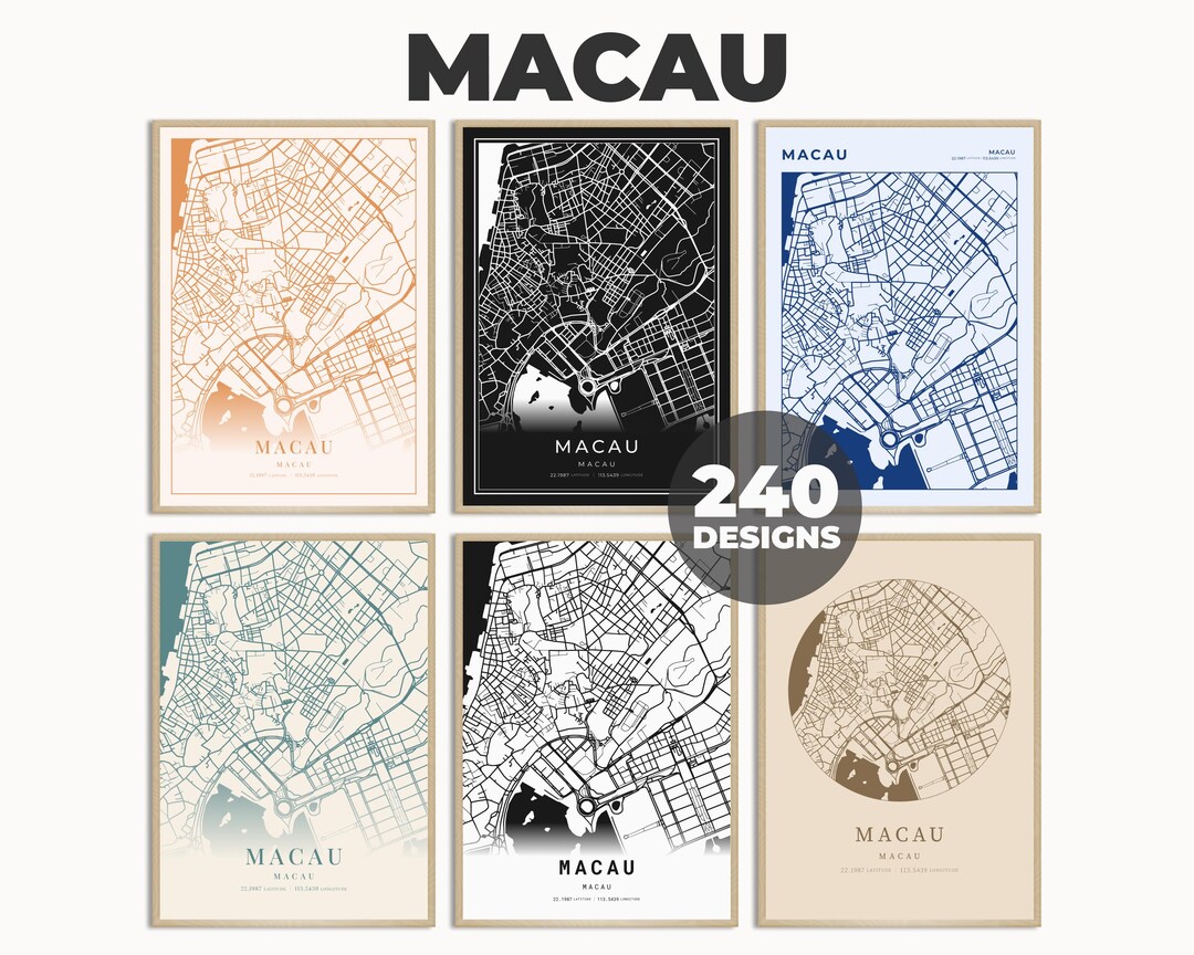 Macau Wall Art Map Print, Macau City Street Map Poster, Minimalist ...