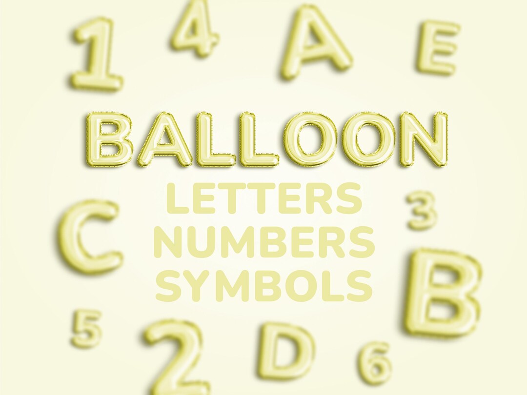Yellow Foil Balloons Clipart Set, Numbers, Letters & Alphabet Pack ...