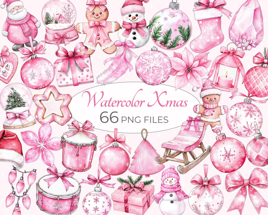 Christmas Tree Ornaments Clip Art, Pink Tree Ornaments Clipart, Festive ...